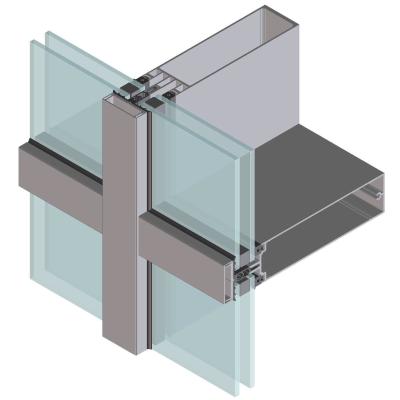 China Facade System Large Aluminum Profiles Double Glazed Glass Curtain Wall 3mm for sale