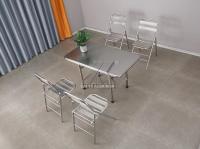 China Polished Furniture Aluminium Profiles Rectangular Folding Aluminum Table Chairs for sale