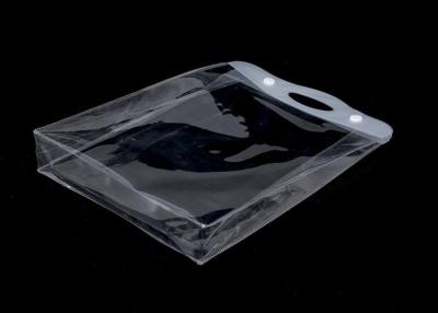 China high quality clear PVC makeup die cut tote  handled  cosmetic travel bag with snap for sale