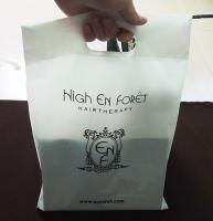 China White poly logo printing  top fold over die cut handle tote bottom gusset bag for sale