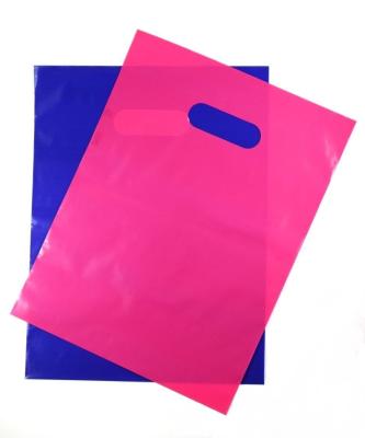China Pink Purple Thick Glossy plastic Retail Merchandise Gift  Shopping  Bags with Die Cut Handles for sale