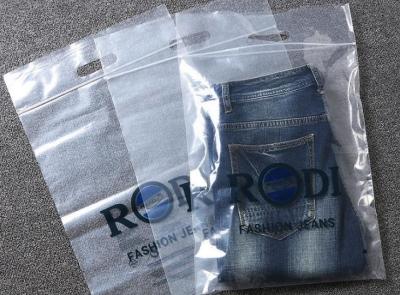 China clear plastic die cut handle tote printed logo  zplock bags reclosable bags  for garments  gift cosmetic packing for sale