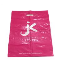 China full colors printed patch reinforced die cut handle plastic merchandise gift carry out bags for sale