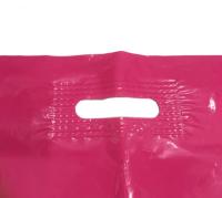 China full colors printed patch reinforced die cut handle plastic merchandise gift carry out bags for sale