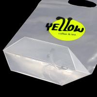 China plastic die cut handle for coffee  milk tea drinking juice take-out poly packaging bag for sale
