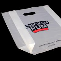 China white HDPE plastic die cut handle side gusset food chicken hamburger bakery take-out carrier packing bag for sale