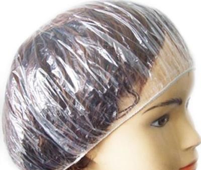 China Hotel  clear elastic  disposable shower bathing hair care protector  cover salon caps for sale