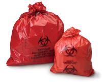 China 50microns thickness HDPE LDPE red  yellow plastic biohazard medical waste bags for hospital for sale