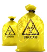 China 50microns thickness HDPE LDPE red  yellow plastic biohazard medical waste bags for hospital for sale