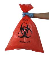 China high quality heavy duty yellow  polyethylene  clinical waste bags with biohazard symbol printing for sale