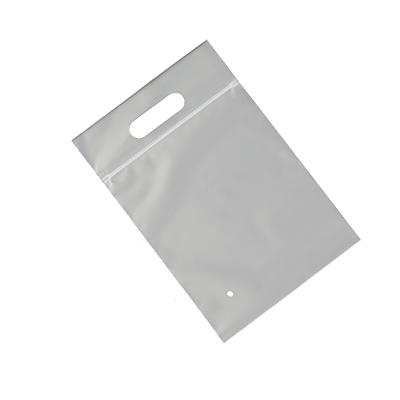 China polyethylene plastic clear logo printed die cut handle tote  ziplock garments underwear packing bags with air hole for sale