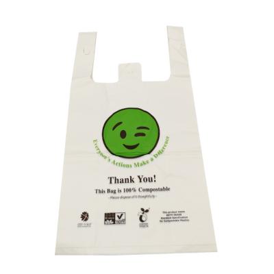 China eco friendly biodegradable  PLA  PBAT shopping T Shirt carry  bag for grocery  store supermarket for sale