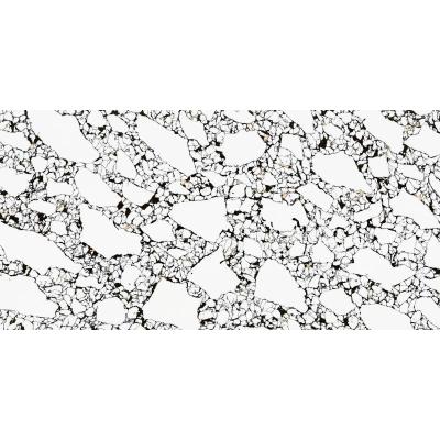 China OLK9606 - Kitchen Worktops Black And White Stripe Best Price Popular Panda White Quartz for sale