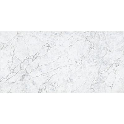 China Low Flame Spread Countertop Slab 3200x1600 White Quartz With Grey Veins for sale