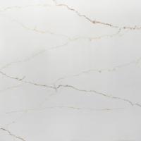 China Quartz Stone For Kitchen Platform Price White Background With Gold Lines for sale