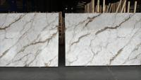 China OLK1004G Multi Colors Background With Calacatta Gold New Collection Vain To Full Body Printed Quartz Stone for sale