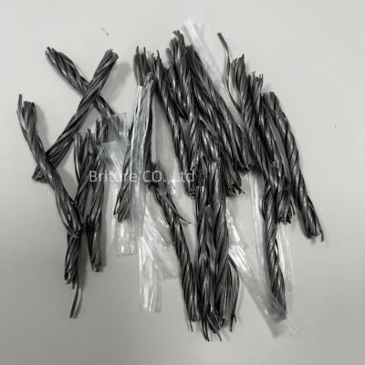 China Industrial Floor Use Grey Polypropylene Macro Fibre PP Twist Fiber For Concrete Reinforcement In Construction for sale