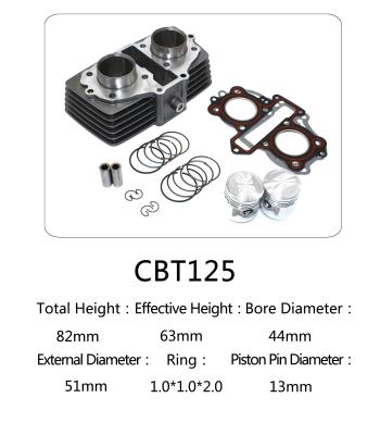 China CBT125--Double cylinder block with piston，piston ring，pin，clip and gasket for sale