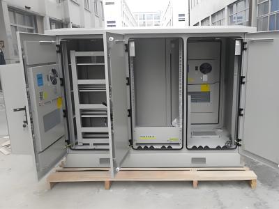 China Three Compartment Outdoor Battery Cabinet IP65 1300-2100mm Height with 1601-2400W UPS Load Capacity for sale