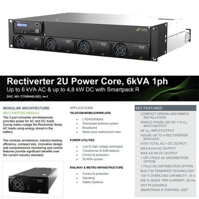 China 4.8KW 2U Rack Mount Rectiverter 6kVA AC DC Rectiverter with Smartpack R Controller for sale