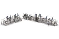 China High Speed Liquid Mixing Equipment With Hydraulic Lifting PLC Touch Screen Control for sale