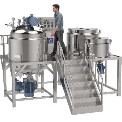 China Multifunction Mixer Stainless Steel Chemical Cosmetic Liquid Mixing Equipment Double Jacketed Mixing Tank With Agitator for sale