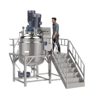 China 100L 200L 500L Chemical Cosmetic Cream Shampoo Liquid Soap Emulsifying Homogenizer Mixing Tank With Agitator for sale