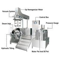 China Vacuum Homogenizing Emulsifying Mixer Machine SUS316L Vacuum Emulsifier for Cosmetic 500 Lt Thermal Oil Heating Jacketed Reactor for sale