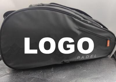 China Large Capacity Padel Racket Bag 61x38x31cm Black with Shoe Compartment for 4 Rackets for sale