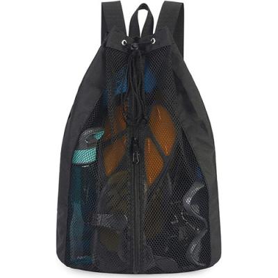 China Custom Foldable Drawstring Gym Backpack 48x42cm Canvas Black for Sports Dance Swimming for sale