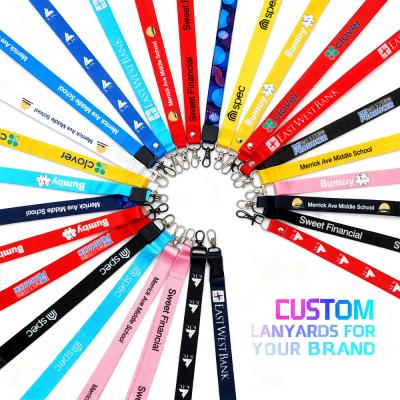 China Custom Silk Screen Name Badge Lanyard 90cm Durable ID Badge Lanyard for sale