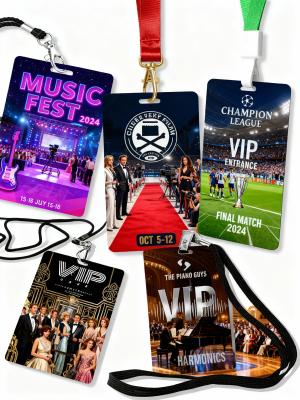 China Custom Printing Waterproof Name Badges ID Pass Card with Lanyard Set for Conference Events 120x73mm for sale