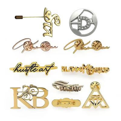 China Custom 3D Embossed Metal Name Badge Lapel Pin Zinc Alloy Brass 2mm Thick for Suit Uniform Corporate Branding for sale