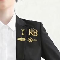 China Custom 3D Embossed Metal Name Badge Lapel Pin Zinc Alloy Brass 2mm Thick for Suit Uniform Corporate Branding for sale