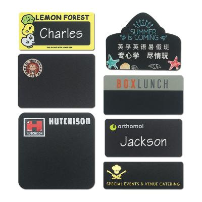 China Custom Reusable Blackboard Name Badge 1.5mm Water Resistant Chalkboard Name Tags Eco Friendly for sale