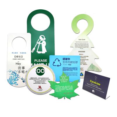 China Custom Plastic Do Not Disturb Door Hanger Waterproof Digital Printing Hotel Room Sign 0.35-1mm Thick for sale