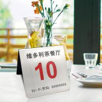 China Water Resistant Custom Table Top Signs Triangle Metal Table Signs for sale