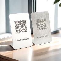 China Rust Resistant Metal QR Code Stand Laser Engraved Blank NFC Stand Weatherproof for sale
