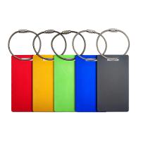 China Anodized Aluminum Luggage Tags 90x50mm Scratch Resistant Water Resistant Customizable Travel Tags for sale