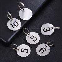China Custom 23mm Stainless Steel Hollow Number Key Tags Round Metal Keychain for ID Identification for sale