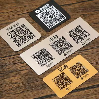 China Custom Laser Engraved Brushed Metal Tag Labels 0.3-1mm Thick Waterproof QR Code for Retail Manufacturing for sale