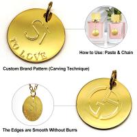 China Custom Etched Metal Hang Tags Eco Friendly Recycled 15x15mm Gold Foil Finish for Luxury Branding for sale