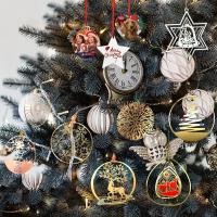 China Custom Etched Brass Christmas Ornaments 3D Die Cut Vintage Deer Tree Decor 10x10cm for sale