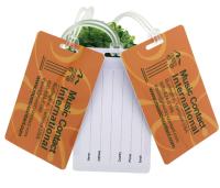 China Custom PVC Hard Plastic Luggage Tags 0.35mm UV Print Eco Friendly Travel Hotel Suitcase Tags for sale