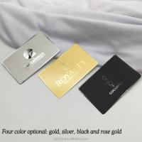 China Custom Rose Gold Metal Business Cards 85x54mm Embossed Logo Reversed Etched Stainless Steel OEM for sale