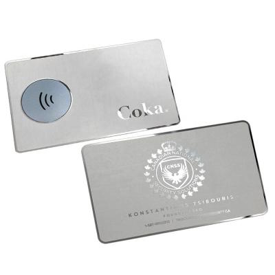 China Custom RFID Metal NFC Business Card Stainless Steel Mirror Finish 85x54mm for sale