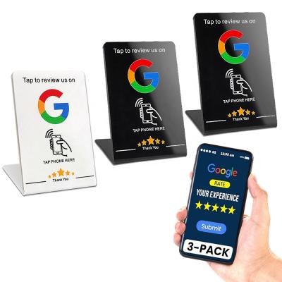 China Custom Acrylic Google Review NFC Stand 105x72mm Restaurant Table Display for Hotel for sale