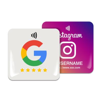 China Custom RFID NFC Epoxy Smart Tag Sticker Waterproof Rewritable Chip 213 215 216 Google Review Plate with Logo for sale