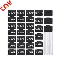 China Custom Plastic Kitchen Pantry Basket Labels Clips With Holder Rewritable Removable Black Labels For Storage Bin for sale