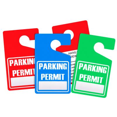 China Custom PVC Parking Permit Hang Tag Reusable Erasable 1.85x3.94in Red Green Blue for Handicap Temporary Access for sale